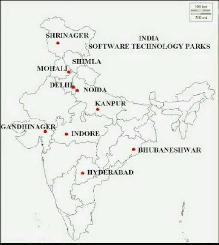 Software technology parks in map? - EduRev Class 10 Question