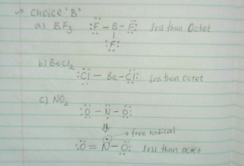 Octet rule is not followed ina)CCl4, N2O4 and N2Ob)BF3, BeCl2 and NO2c ...