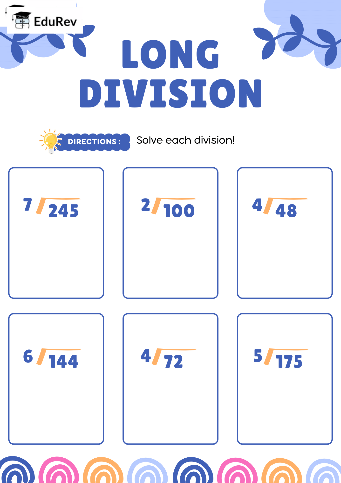 Worksheet: Division - Class 3 PDF Download