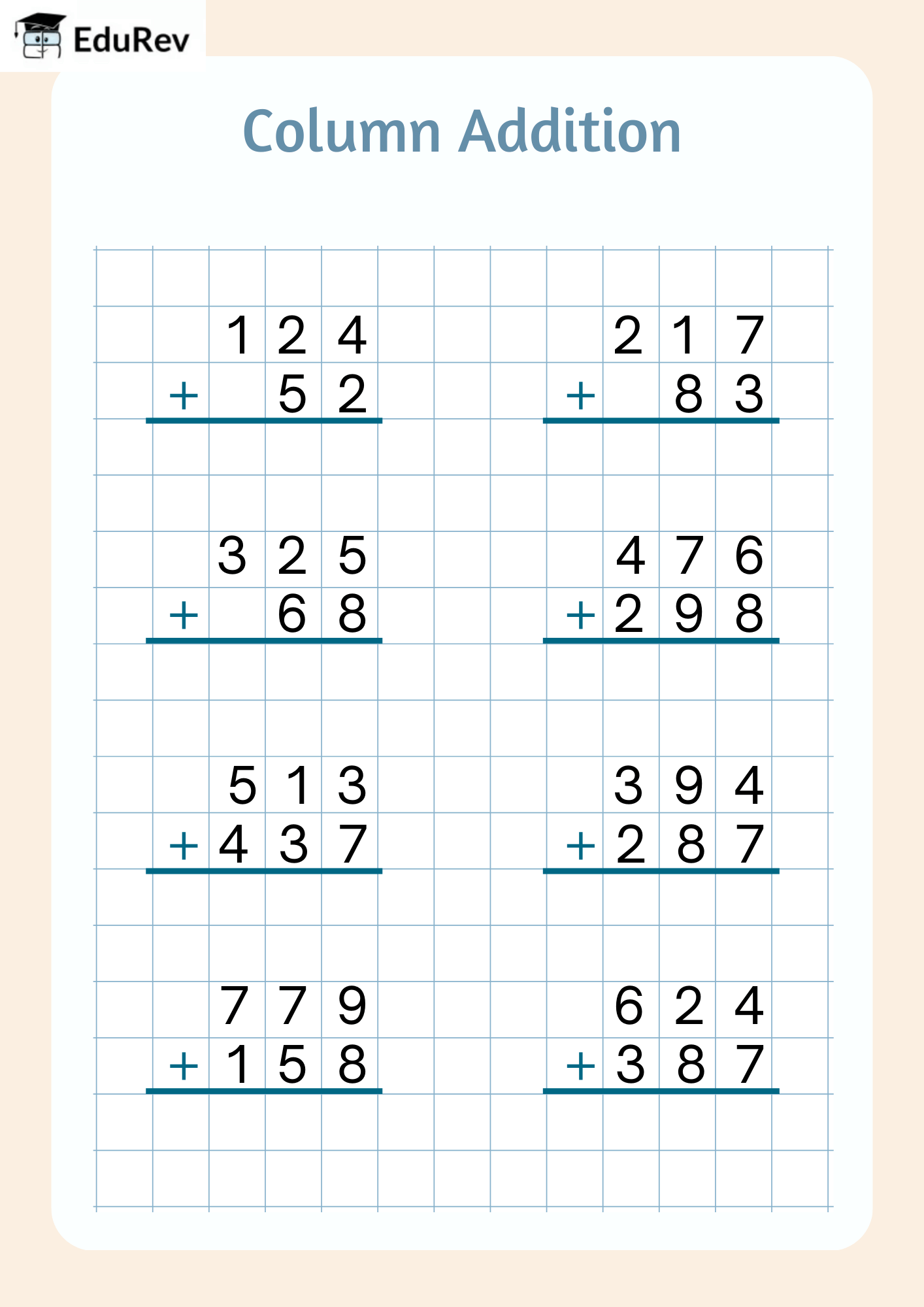 Addition Important Questions - Class 3 PDF Download