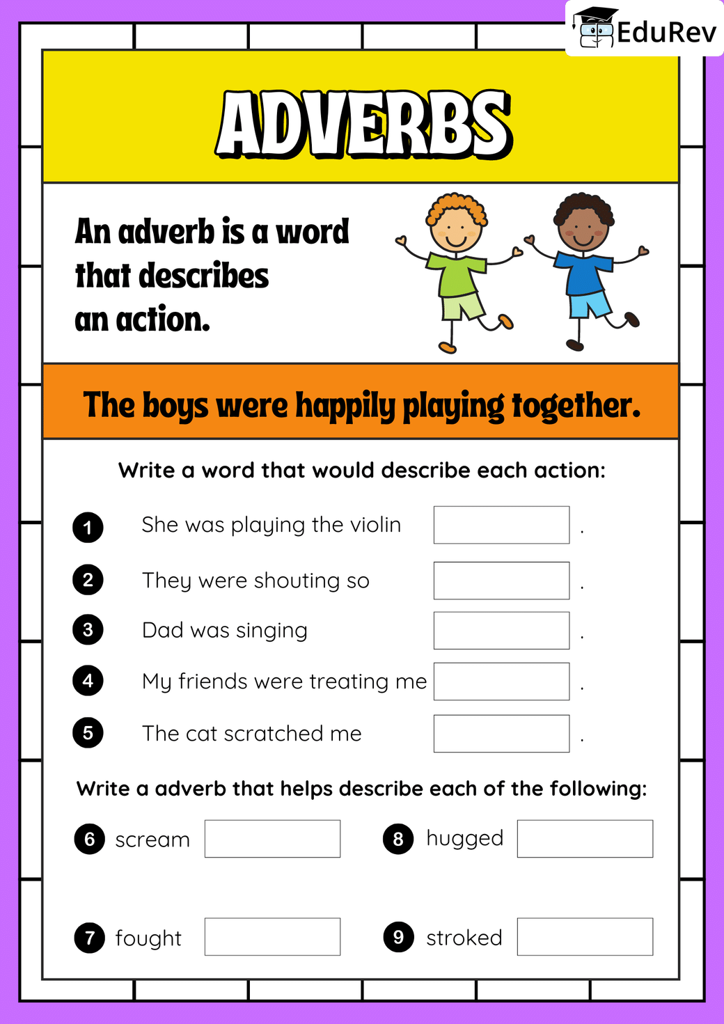 Adverbs Worksheet Exercises For Class 3 Cbse With Answers