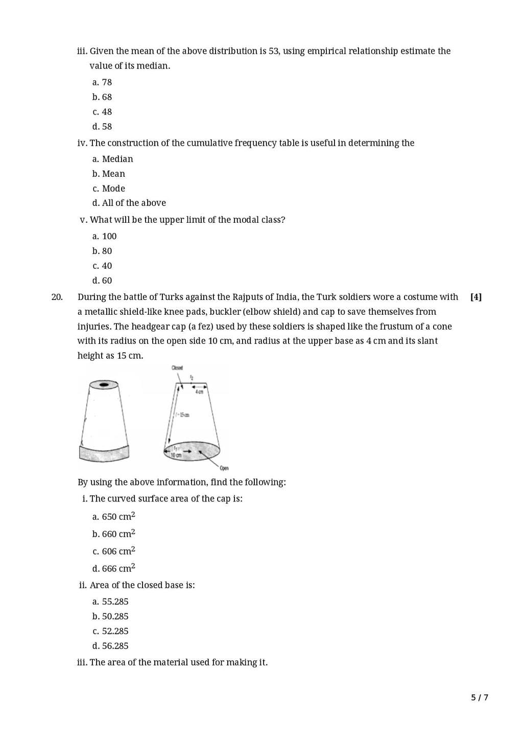 CBSE 2020-2021 SAMPLE PAPER MATHS STANDARD - Class 10 PDF Download