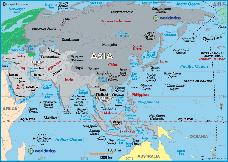 Continents- Asia - UPSC PDF Download