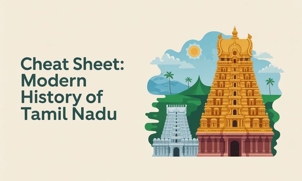 Cheat Sheet Modern History of Tamil Nadu - Tamil Nadu State PSC (TNPSC)