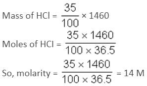 A commercially sold conc. HCl is 35% HCl by mass. If the density of ...